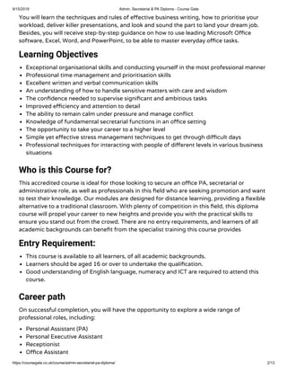 Admin, Secretarial & PA Diploma - Course Gate | PDF