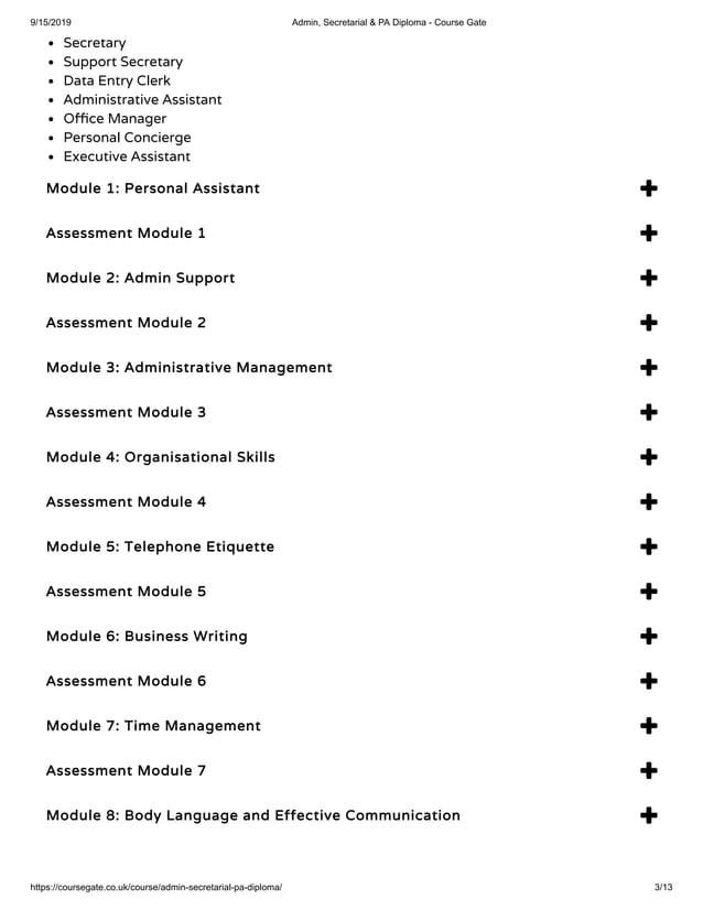 Admin, Secretarial & PA Diploma - Course Gate | PDF
