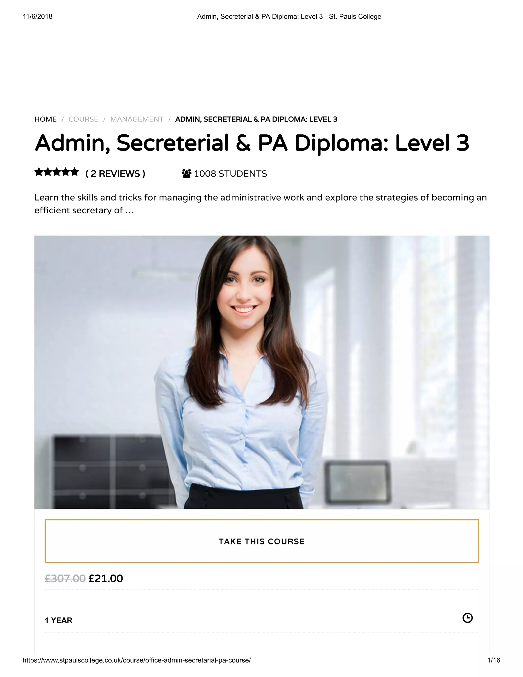 Admin, Secreterial & PA Diploma: Level 3 - St. Pauls College | PDF | Business | Business and Finance
