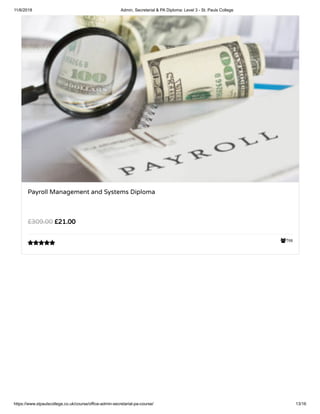 Admin, Secreterial & PA Diploma: Level 3 - St. Pauls College | PDF | Business | Business and Finance