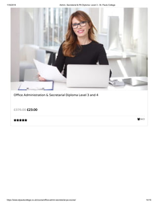 Admin, Secreterial & PA Diploma: Level 3 - St. Pauls College | PDF | Business | Business and Finance