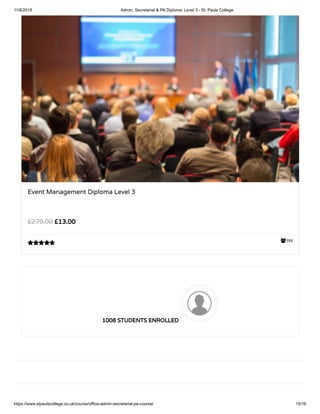 Admin, Secreterial & PA Diploma: Level 3 - St. Pauls College | PDF | Business | Business and Finance