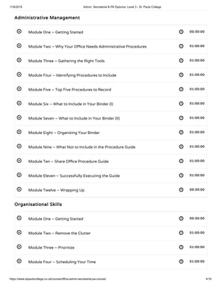 Admin, Secreterial & PA Diploma: Level 3 - St. Pauls College | PDF | Business | Business and Finance
