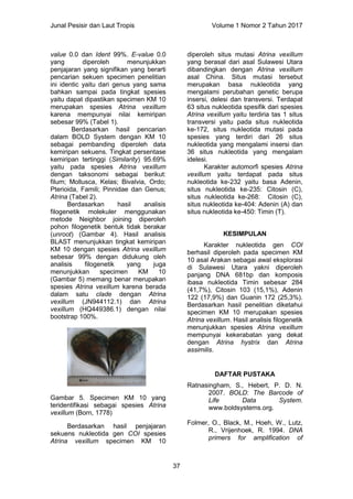 DNA BARCODE DAN ANALISIS FILOGENETIK MOLEKULER BEBERAPA JENIS BIVALVIA ...