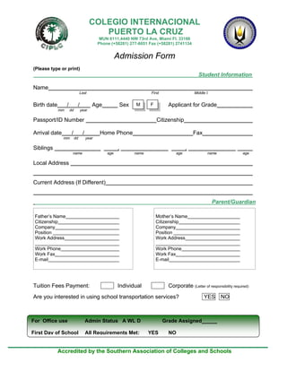 Admision form | PDF