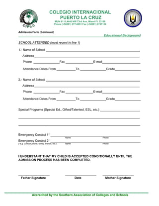 Admision form | PDF