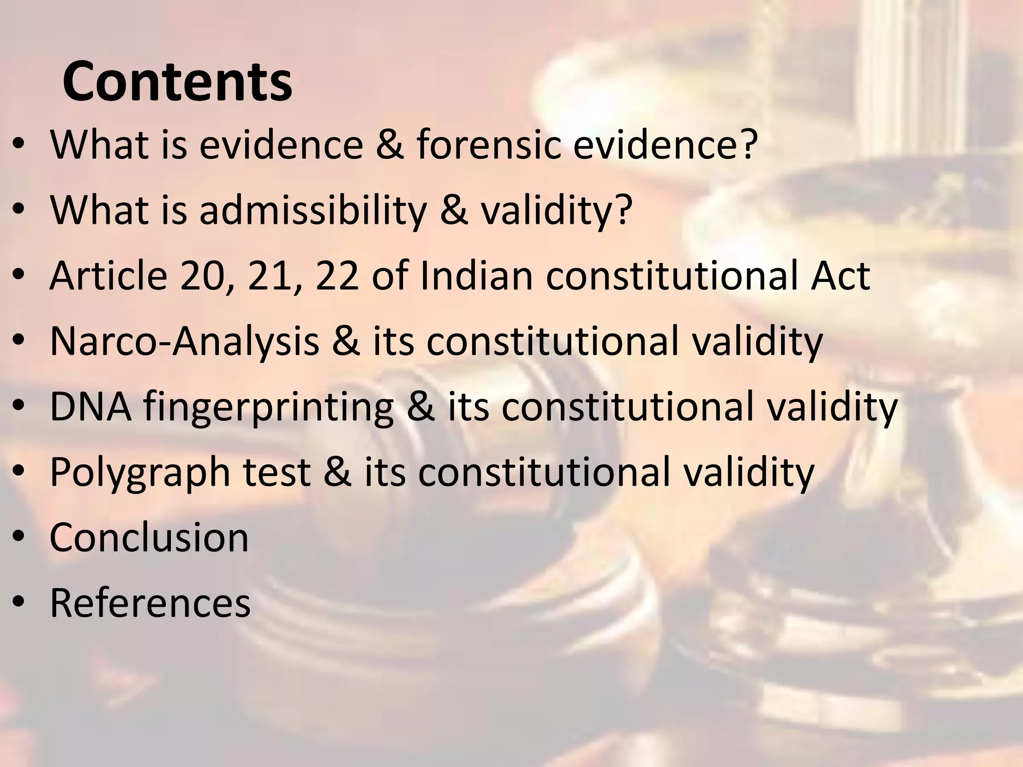 Admissibility of forensic evidence in the court of law | PPTX