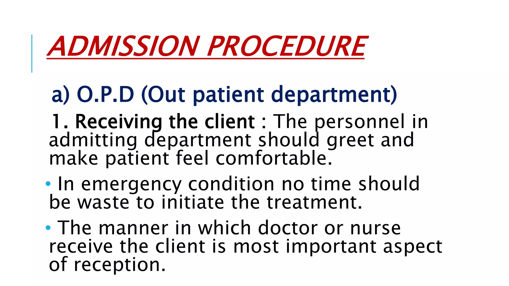 Admission of client to hospital | PPTX