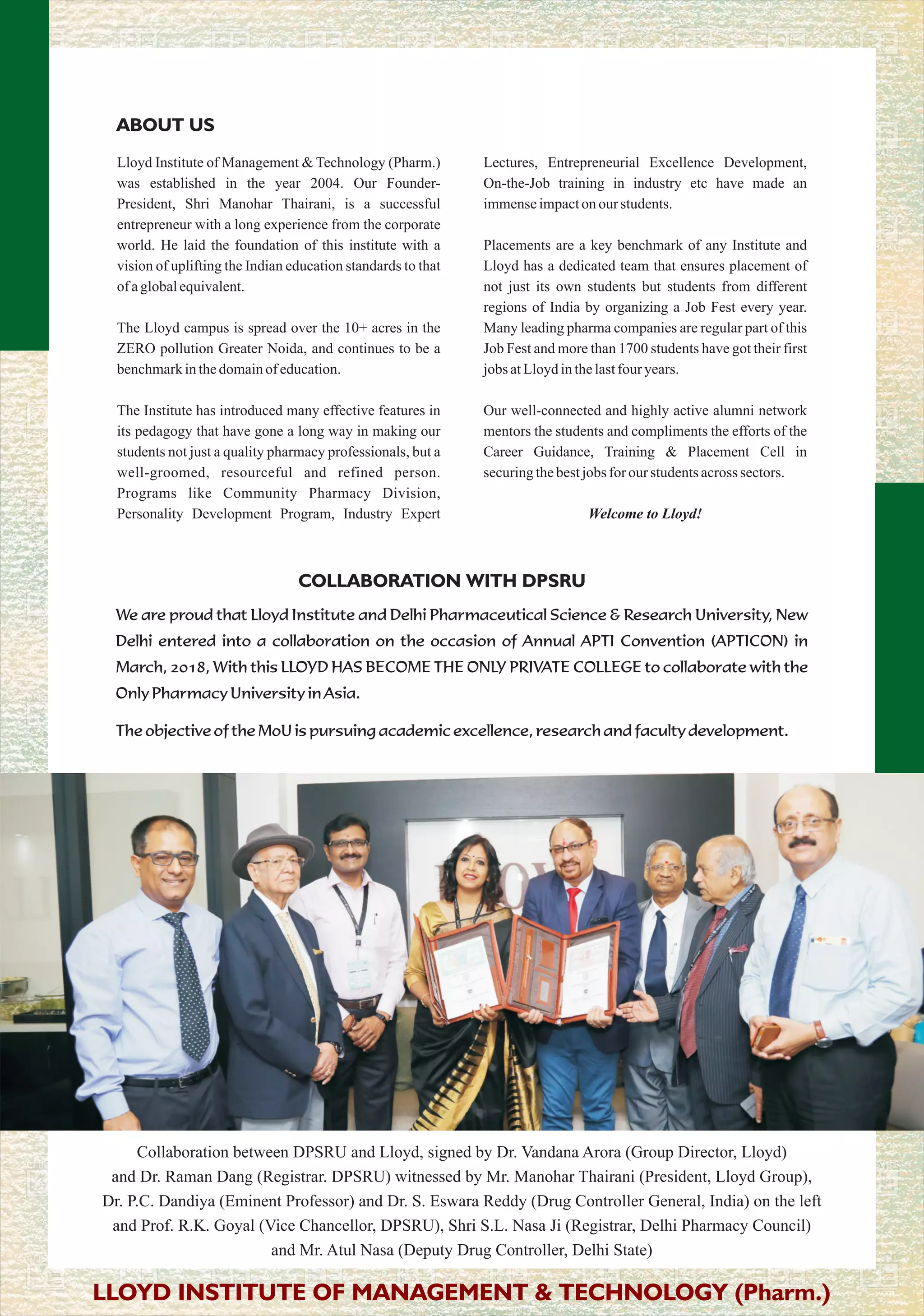 Lloyd Pharmacy College - M pharm, B Pharm and D pharm Course Admission | PDF