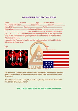 Admission form to join illuminati. join. | DOCX