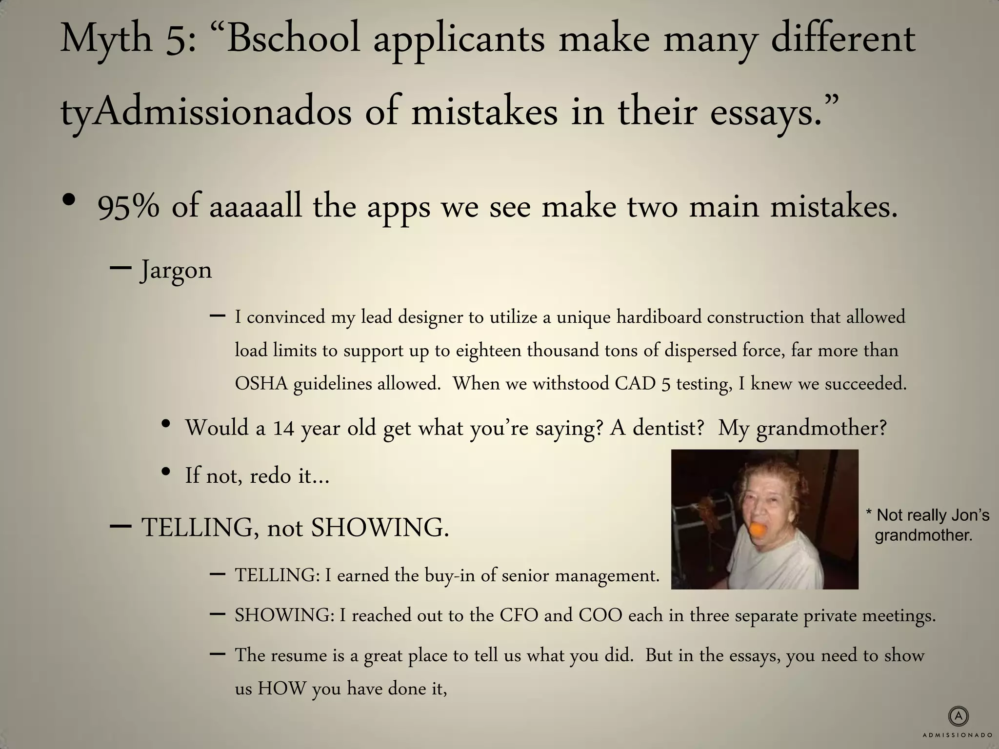 Admissionado debunking myths | PPT