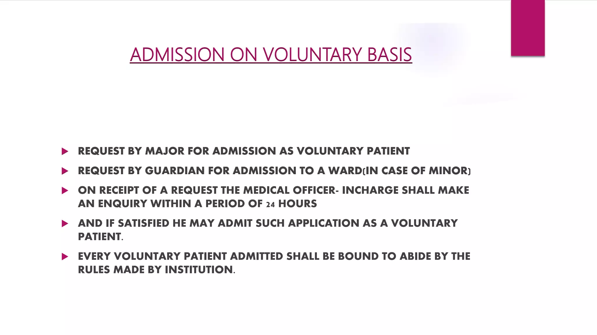 Admission and discharge procedure of psychiatric patients | PPTX
