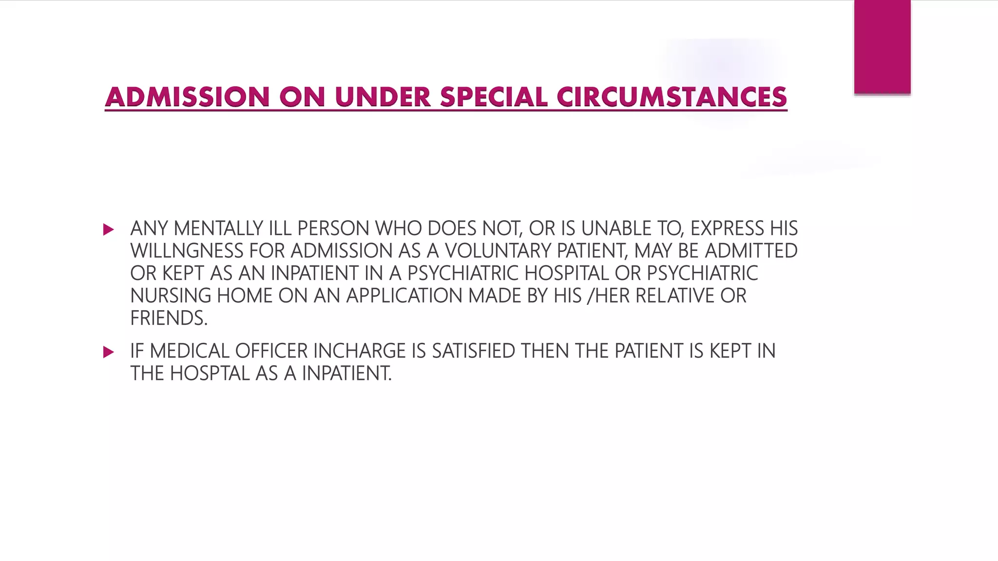 Admission and discharge procedure of psychiatric patients | PPTX