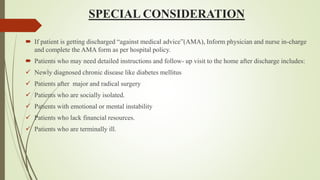 admission and discharge procedure.pptx | First Aid | Injuries