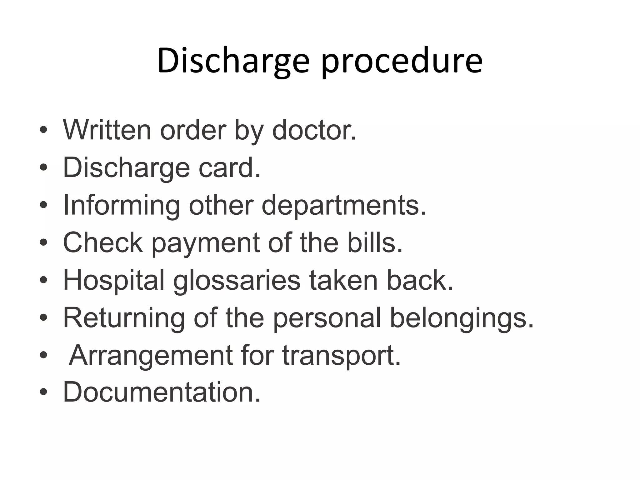 Admission and discharge process in nursing | PPTX