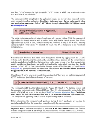 Admission booklet pg diploma courses cdac-v4 | PDF