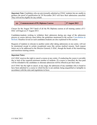 Admission booklet pg diploma courses cdac-v4 | PDF