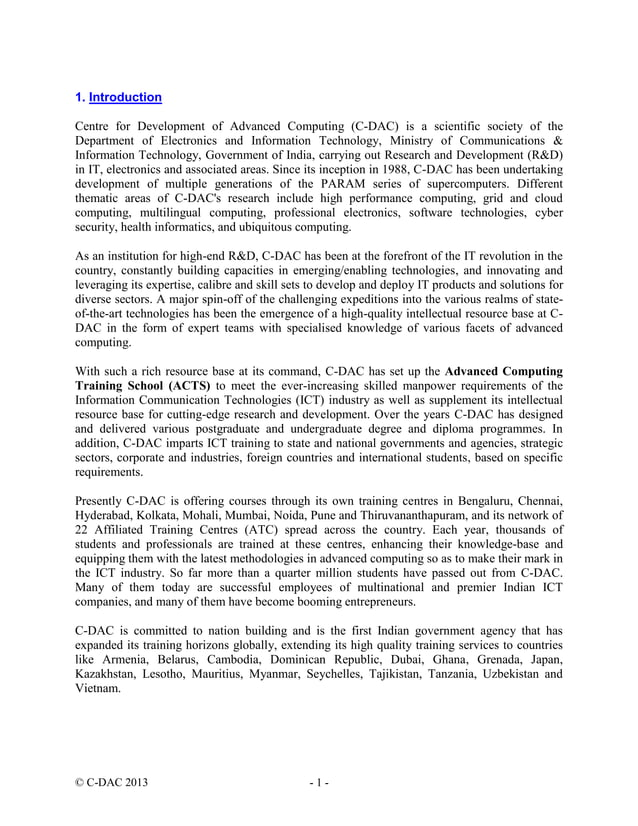 Admission booklet pg diploma courses cdac-v4 | PDF | Postgraduate ...