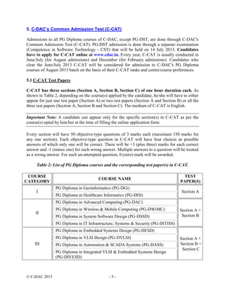Admission booklet pg diploma courses cdac-v4 | PDF