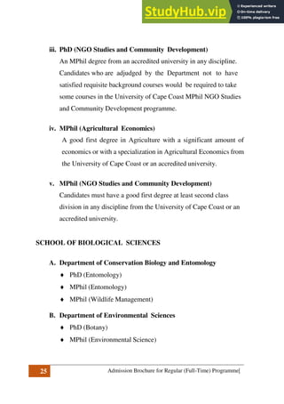 Admission Brochure For Regular (Full-Time) Programmes | PDF