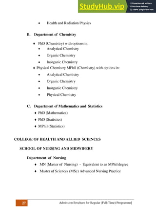 Admission Brochure For Regular (Full-Time) Programmes | PDF