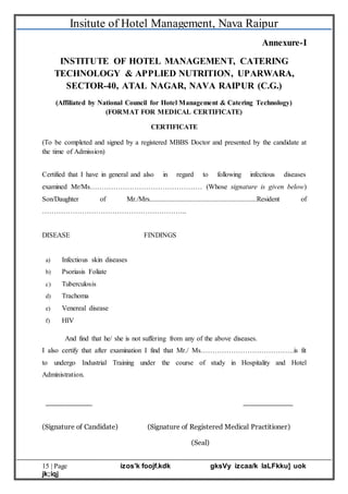 Admission Brochure IHM Raipur 2022-23 | PDF