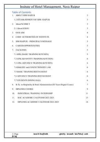 Admission Brochure IHM Raipur 2022-23 | DOCX | Hospitality Industry ...