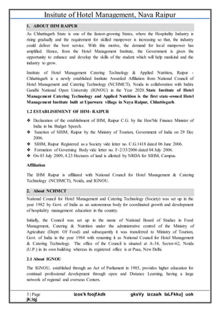 Admission Brochure IHM Raipur 2022-23 | DOCX | Hospitality Industry ...