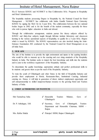 Admission Brochure IHM Raipur 2022-23 | PDF