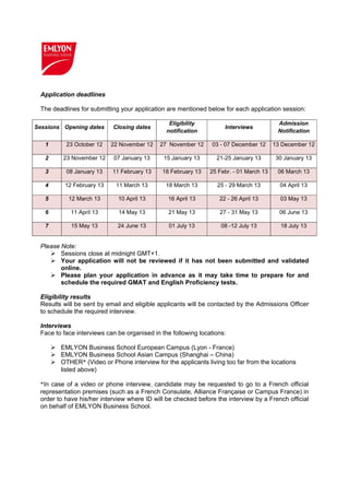 Emlyon Business School Admission conditions imba 2013 | PDF