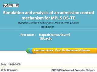 Admission Control Mechanism For Mpls Ds Te | PPTX