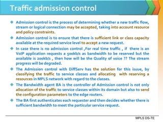 Admission Control Mechanism For Mpls Ds Te | PPTX