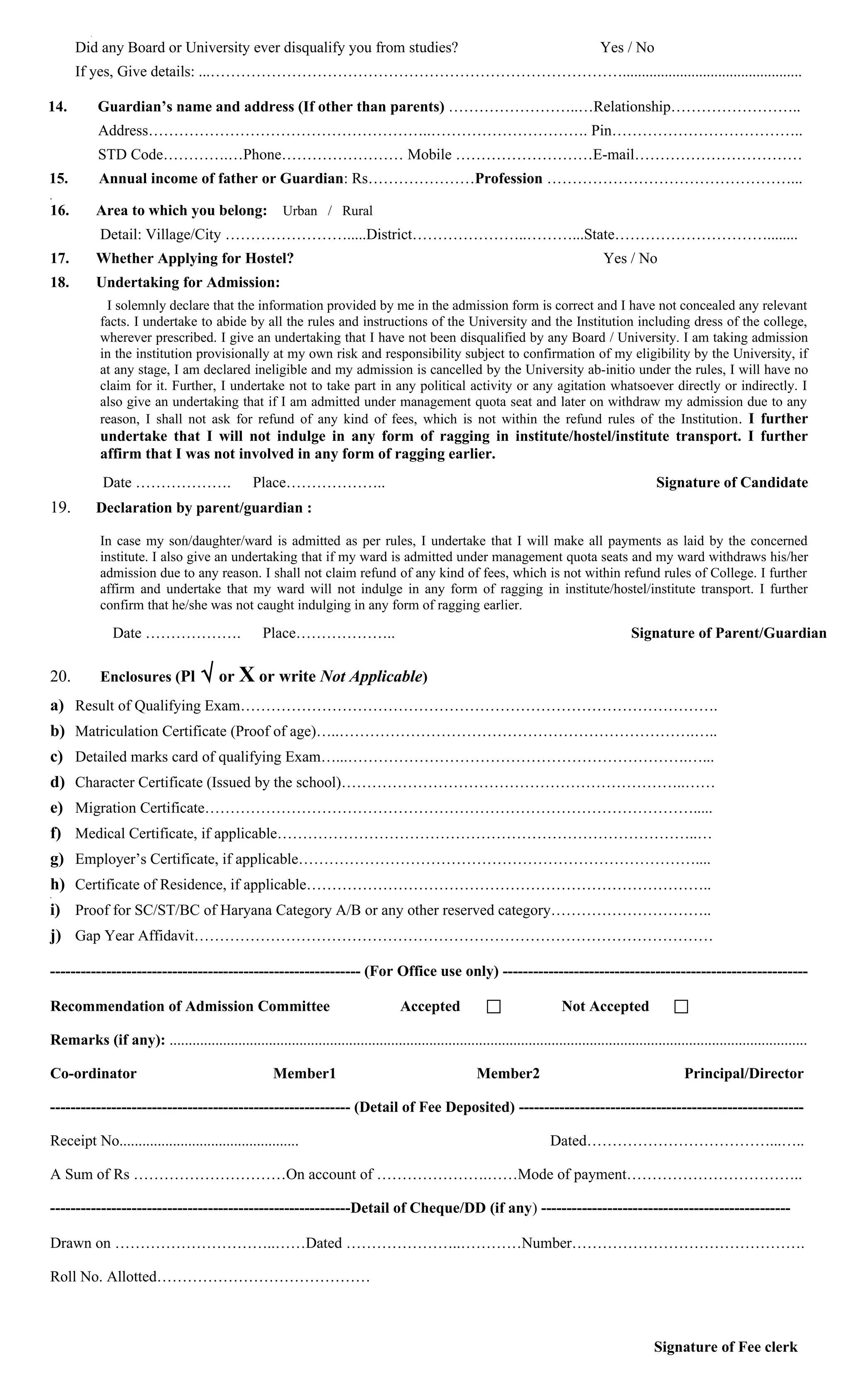 Admission form | DOC