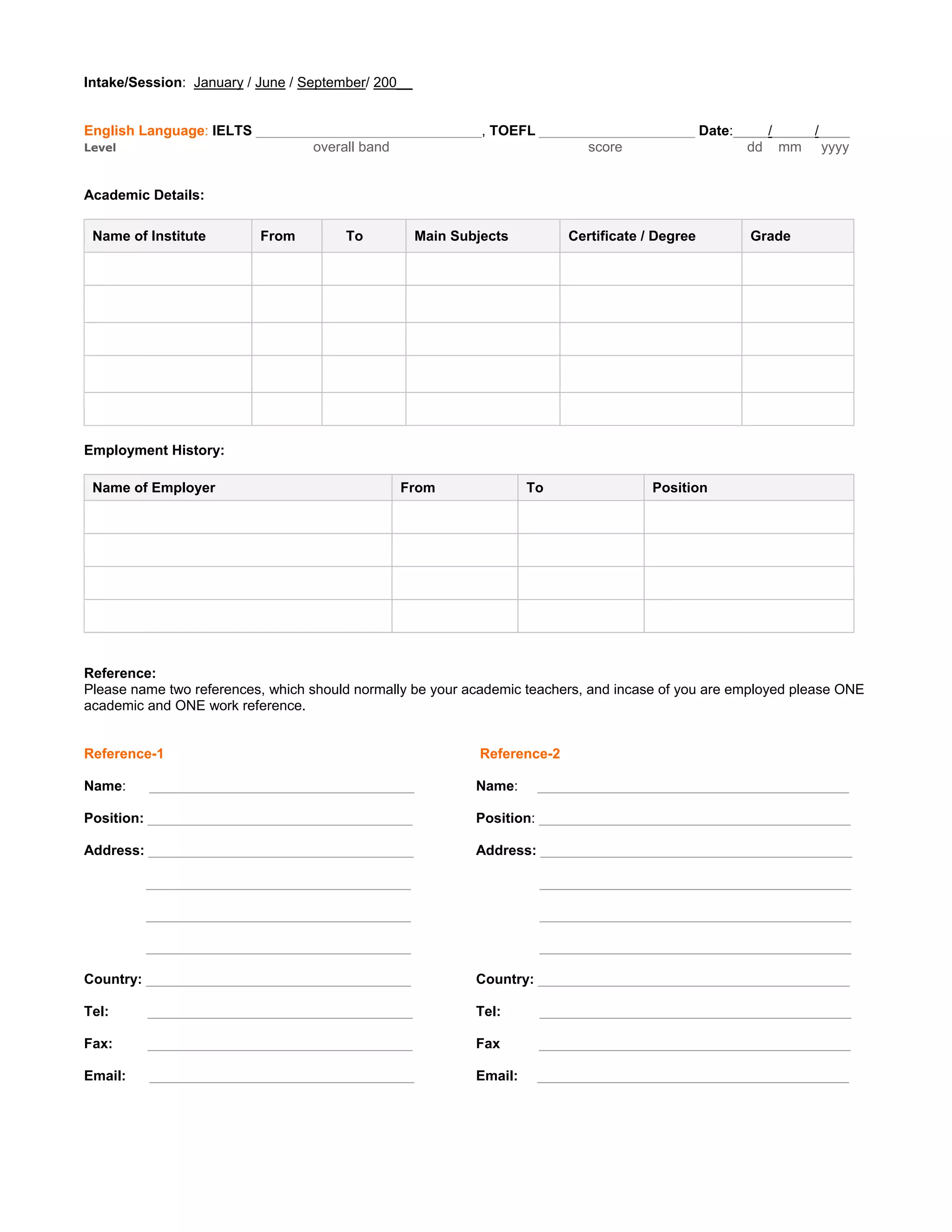 Admission Form Pathway College | PDF