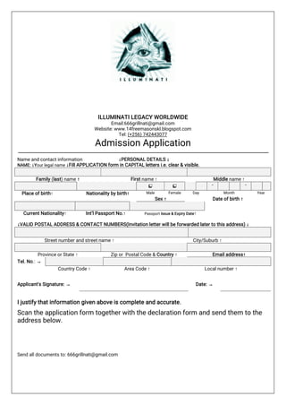 Admission for New initiates to join illuminati | PDF
