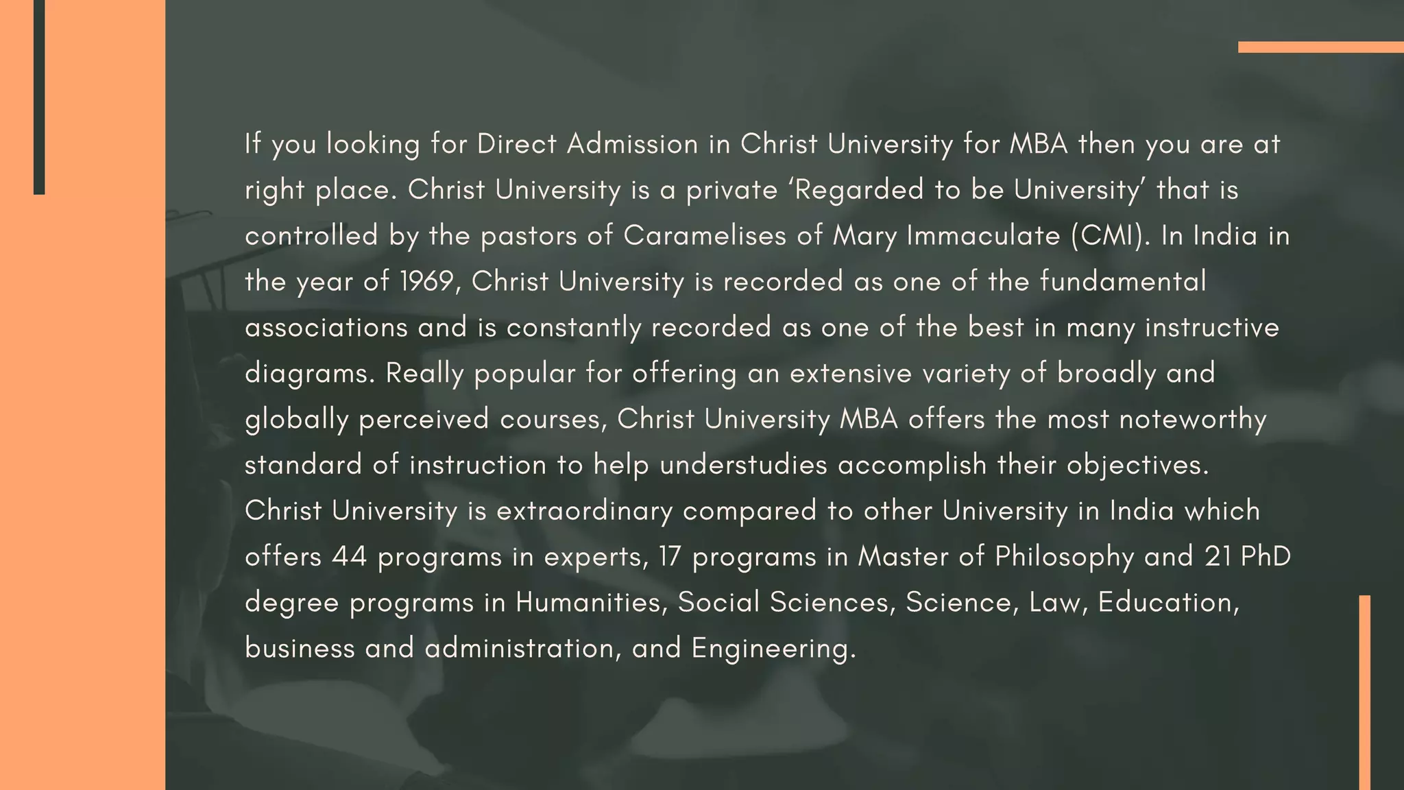 ADMISSION IN CHRIST UNIVERSITY MBA | PPTX