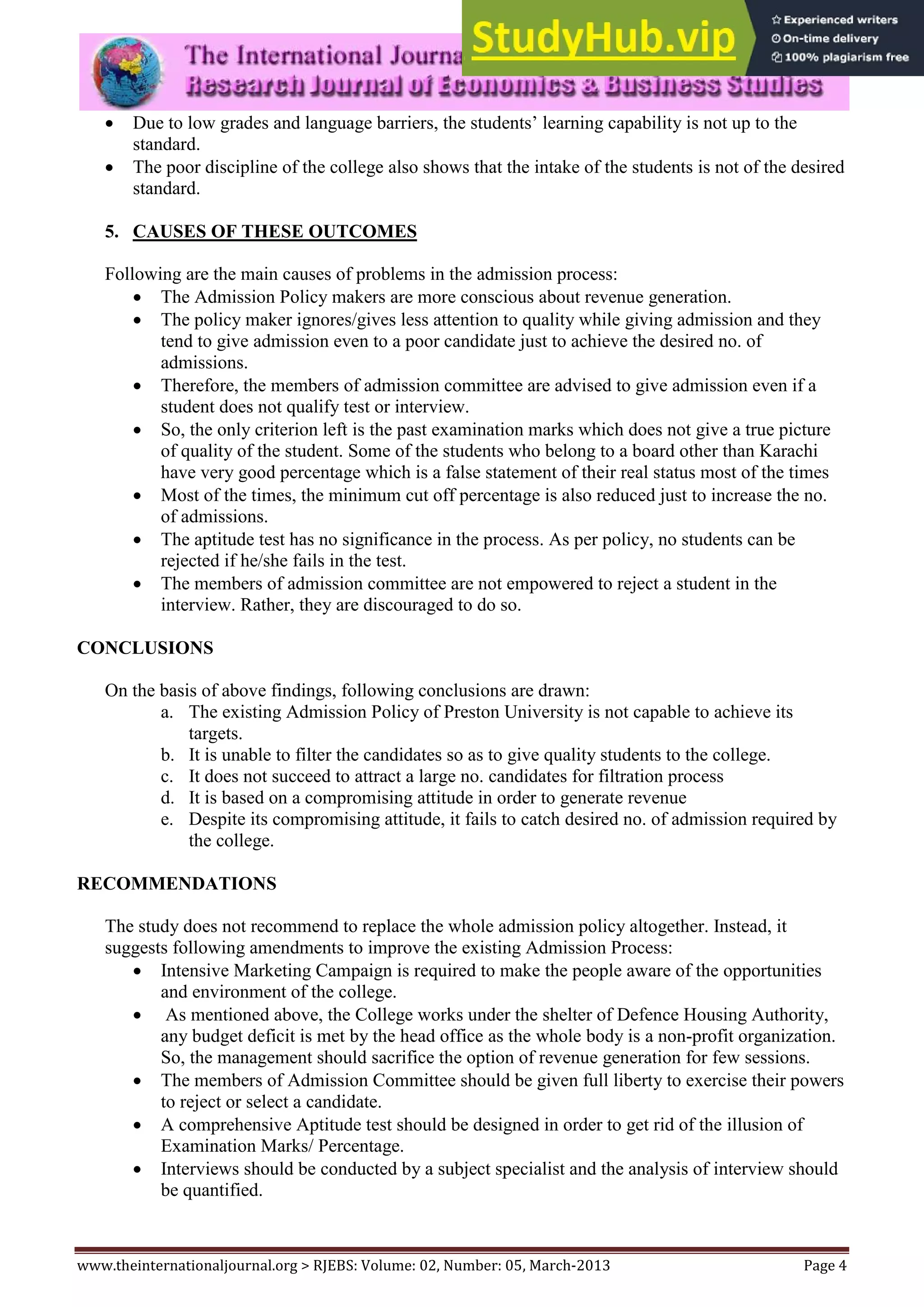 ADMISSION PROCESS IN PRESTON UNIVERSITY | PDF