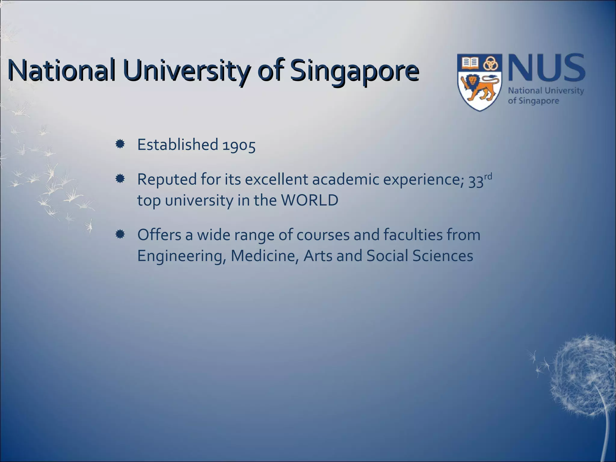 Admission To Nus | PPT | Undergraduate Education | College Education