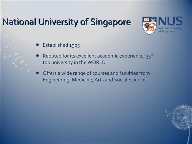 Admission To Nus | PPT | Undergraduate Education | College Education