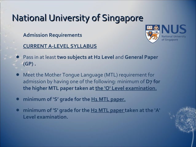 Admission To Nus | PPT