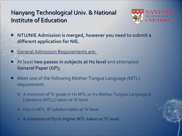 Admission To Nus | PPT