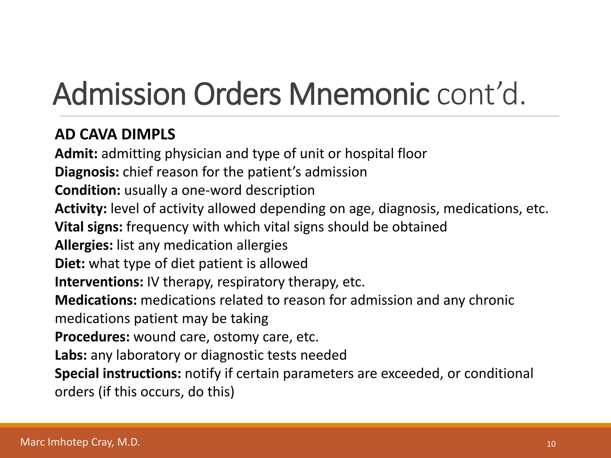 Admitting a Patient to the Hospital_Admit Orders | PDF