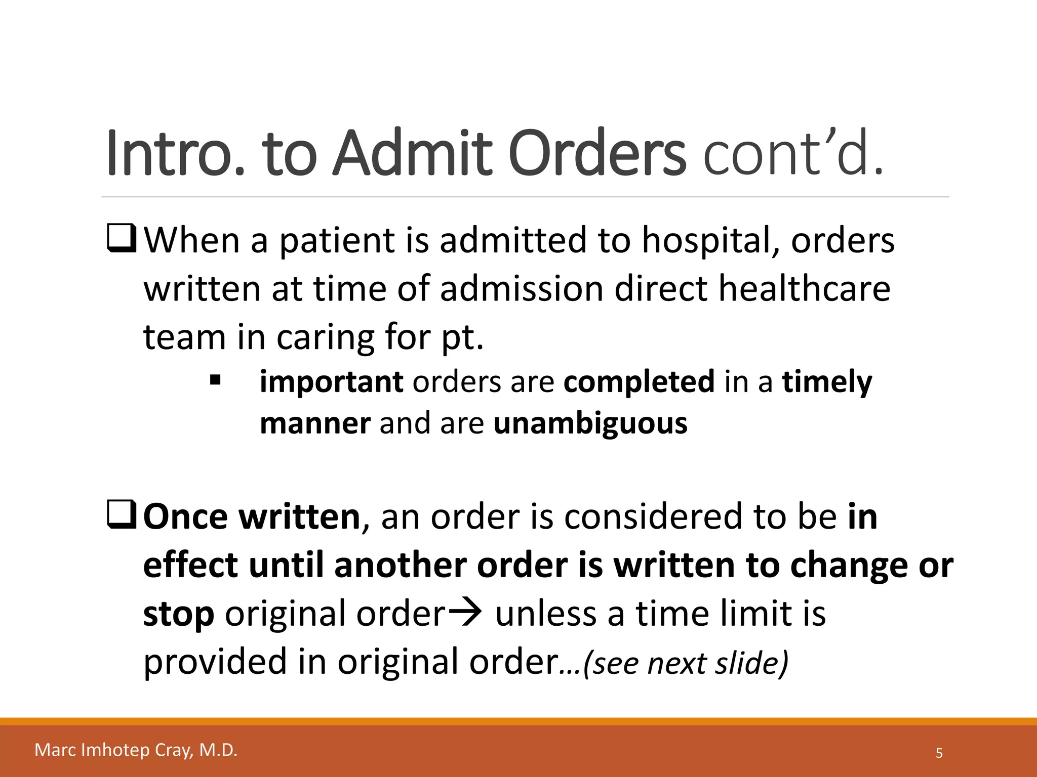 Admitting a Patient to the Hospital_Admit Orders | PDF