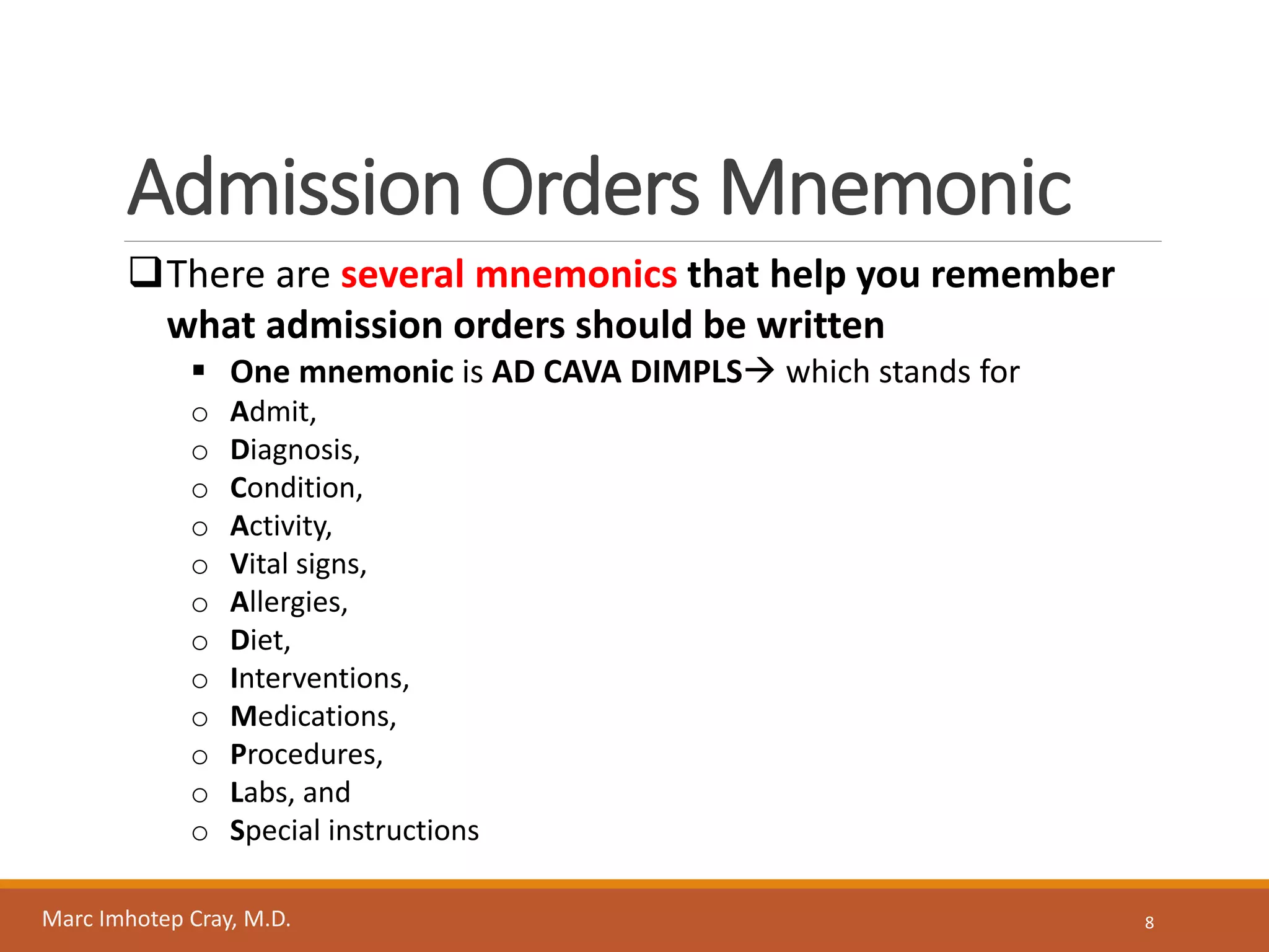 Admitting a Patient to the Hospital_Admit Orders | PDF