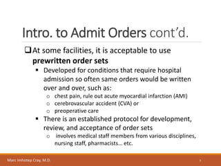 Admitting a Patient to the Hospital_Admit Orders | PDF