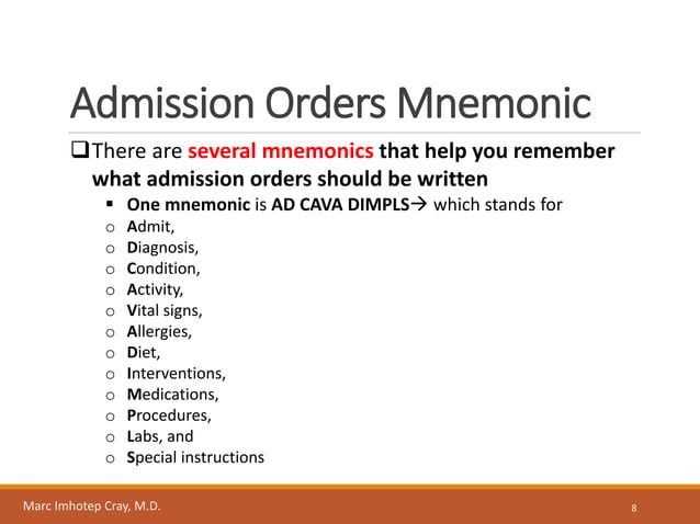 Admitting a Patient to the Hospital_Admit Orders | PDF | Diseases and ...