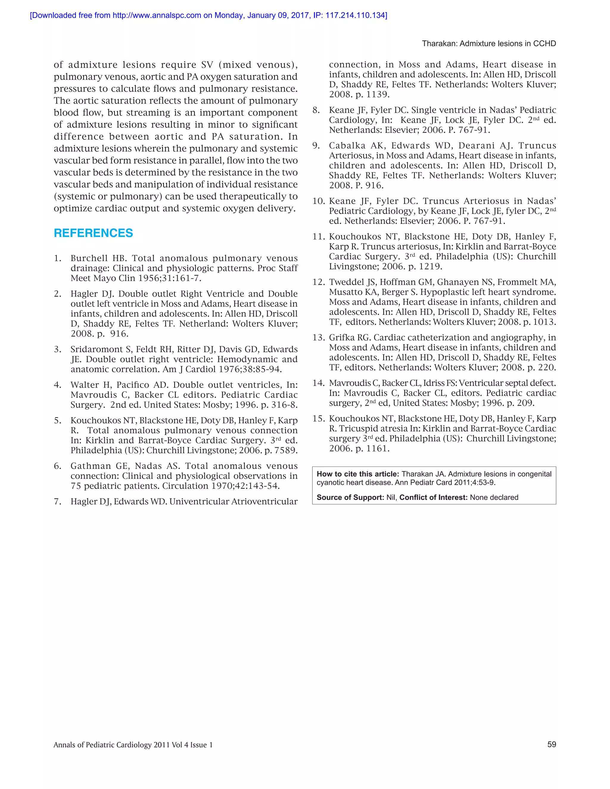 Admixture lesions in congenital cyanotic heart disease | PDF