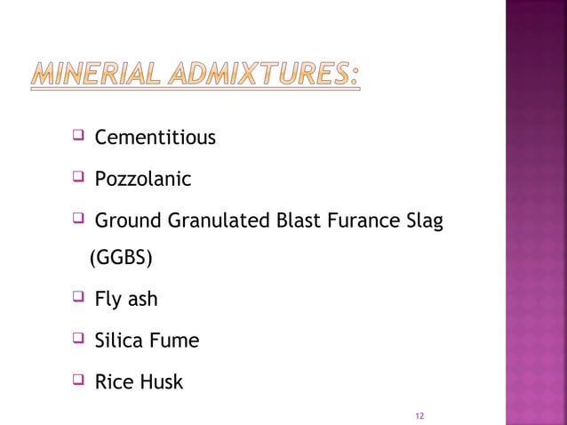 Admixture of concrete | PPT | Chemistry | Science