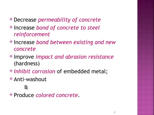 Admixture of concrete | PPT | Chemistry | Science