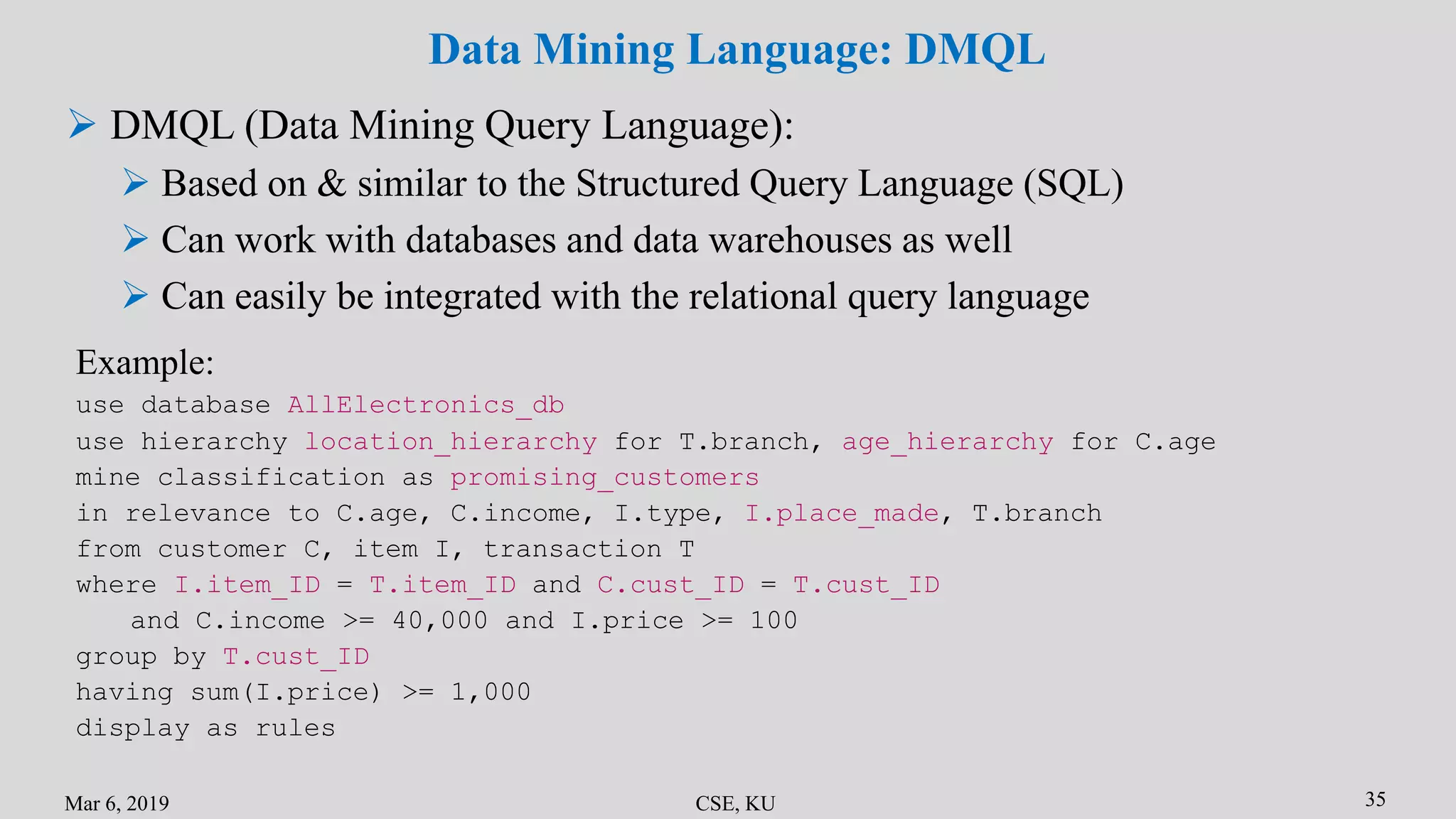 Data Mining Primitives, Languages & Systems | PPTX